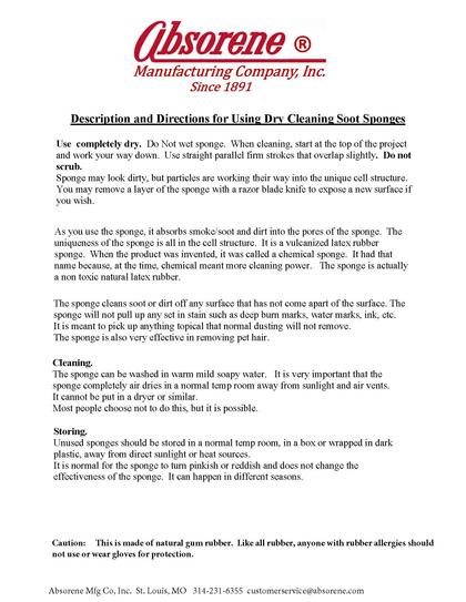 Absorene Dry Cleaning Soot Remover Sponge Unwrapped Contractors (Case ...