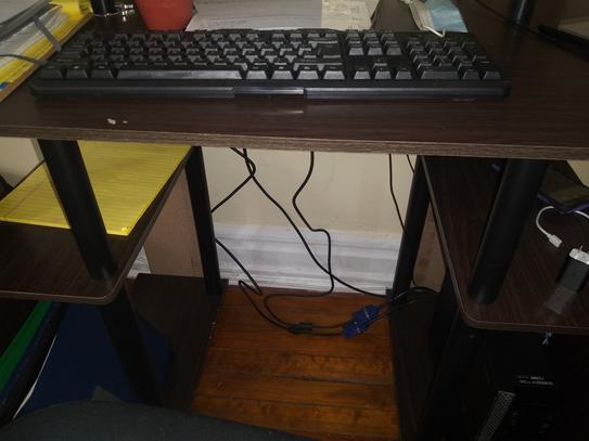 Furinno 35 in. Rectangular Walnut Computer Desk with Shelves 15071WNBK ...