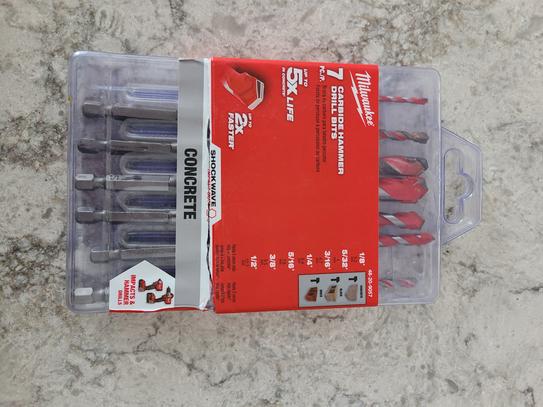 Milwaukee SHOCKWAVE Carbide Hammer Drill Bit Kit for Concrete/Stone and ...