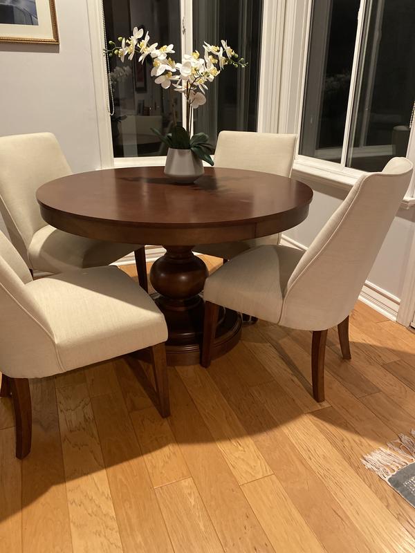 Home decorators collection greymont walnut finish round pedestal dining table for 6 store