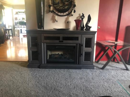 Reviews for Home Decorators Collection Abigail 60 in. Freestanding Electric Fireplace TV Stand in Gray Aged