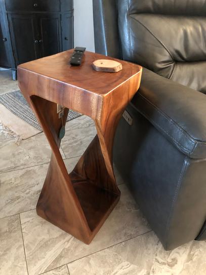 Litton Lane 12 in. Brown Handmade Extra Large Square Wood End Table ...