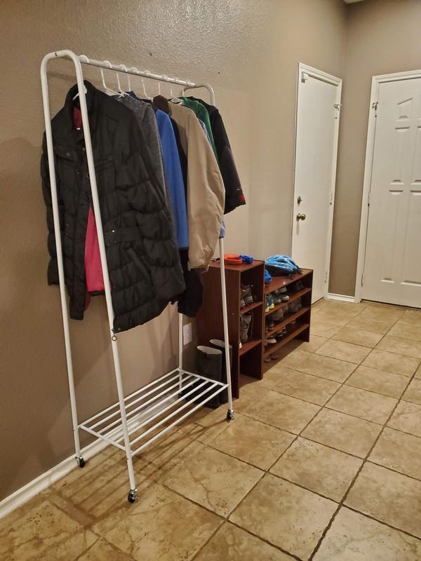 Honey Can Do Matte White Metal Rolling Clothes Rack with Shelf - Macy's