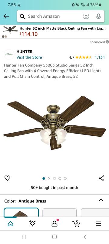 Antique Brass Hunter Ceiling Fan Canopy HUNTER ORIGINAL CEILING FAN