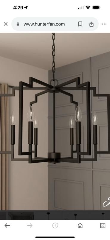 Hunter Zoanne 6-Light Matte Black Modern/Contemporary Cage Chandelier ...