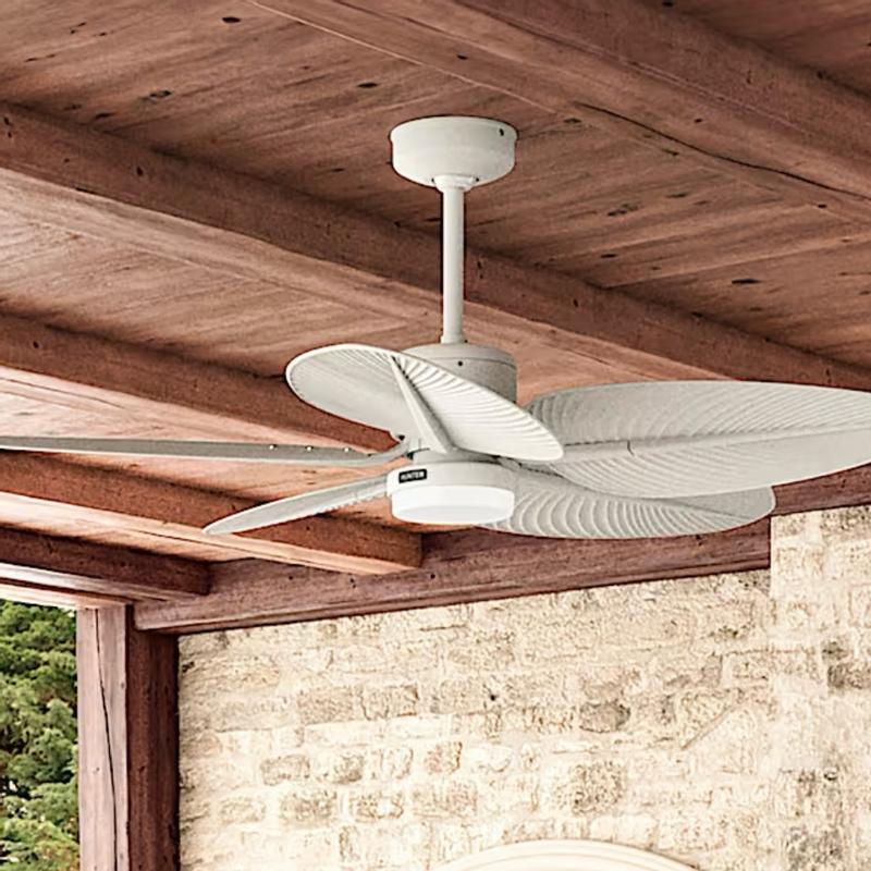 Hunter Gilmour 52-in Matte black LED Indoor/Outdoor Flush Mount Ceiling ...