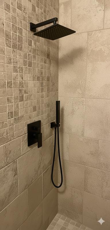 GRANDJOY 3-Mode 10 in Square Wall Mount Rain Shower System with Slide ...