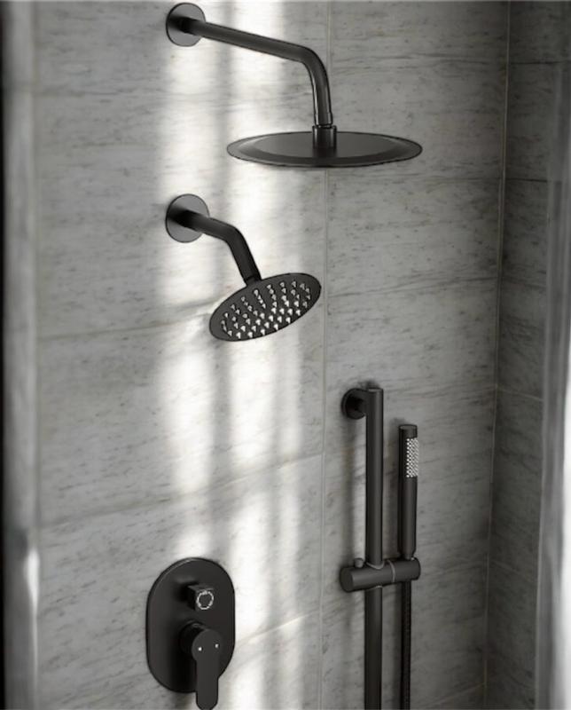 GRANDJOY 2-Spray 6 in Wall Mount Dual Shower Head System with Handheld ...