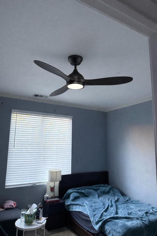 GreenEver 42 Inch Matte White Low Profile Ceiling Fan with Light Remote ...