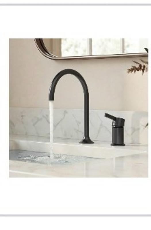GRANDJOY Matte Black 2-Hole 1-Handle High-Arc Bathroom Sink Faucet with ...