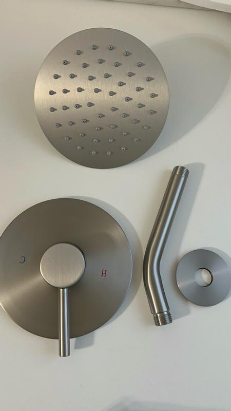 GRANDJOY 1-Spray 6 in Round Wall Mount Shower Faucet Set with Pressure ...