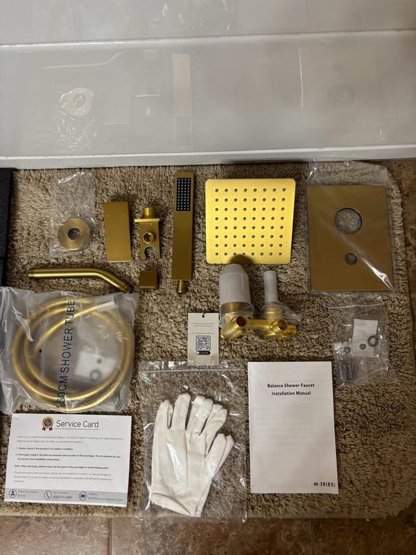 GRANDJOY Two Spray Pattern 6 Inch Wall Mounted Square Rain Shower ...