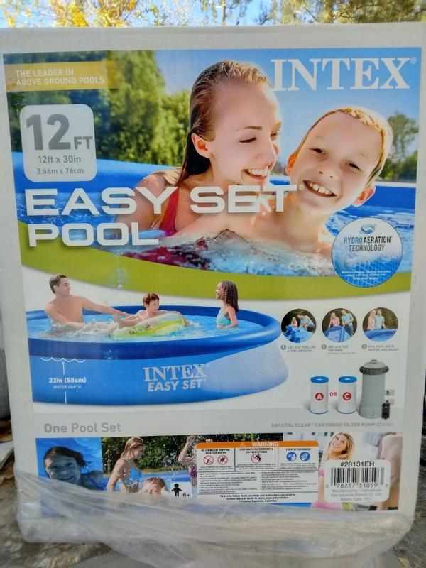 Intex 12-ft x 12-ft x 30-in Inflatable top ring Round Above-Ground Pool ...