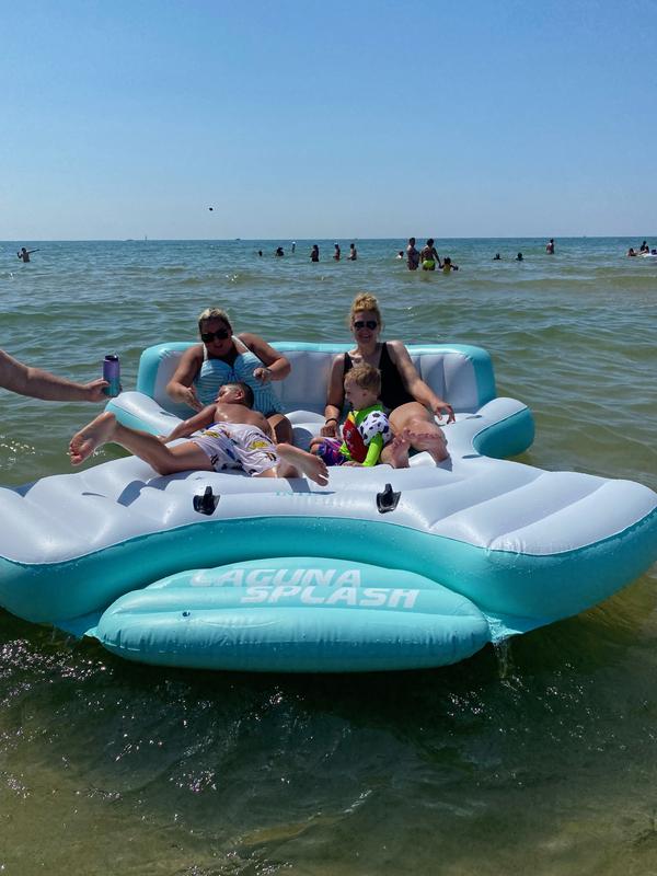 Intex Laguna Splash Island Floating Water Raft with 2 Detachable Lounge Tubes in the Pool Toys ...