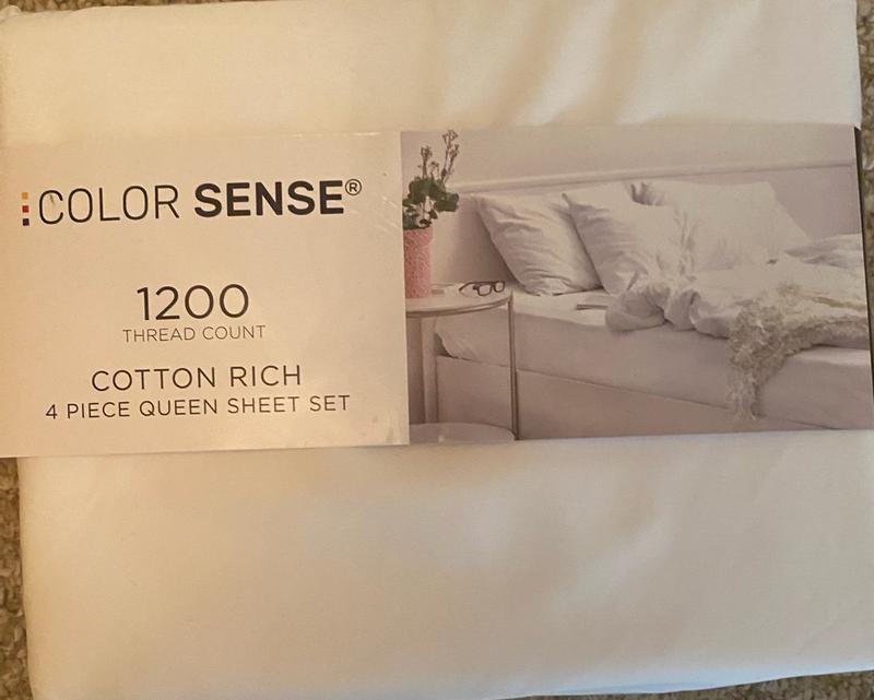 COLOR SENSE Full 1200 -Thread Count Cotton polyester blend Beige Bed ...
