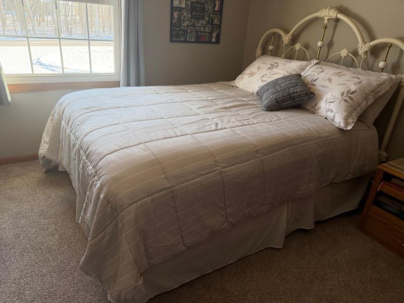 Ienjoy Home Home Collection Navy Polyester Ruffled King Bed Skirt in ...