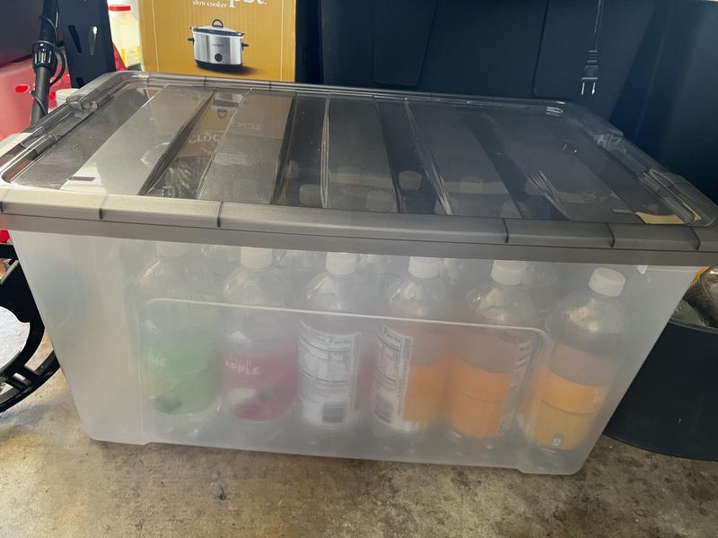 Iris Stack Pull Storage Box 18 Gallon ClearGray - Office Depot