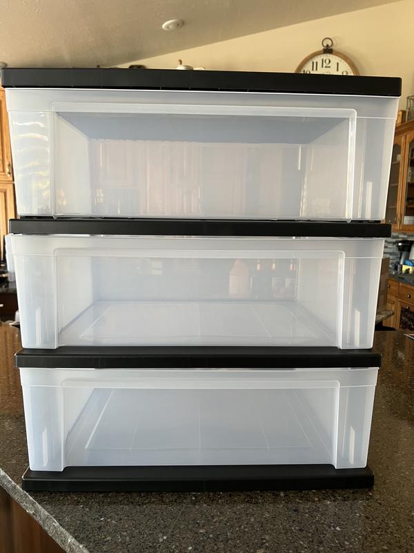IRIS 2-Pack 3-Drawers Black/Clear Stackable Plastic Storage Drawer 23 ...