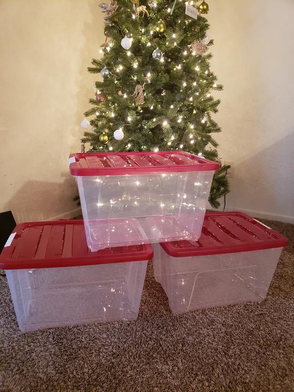 IRIS 4 -Pack Large 13.5 -Gallons ( 54 -Quarts ) Red Stackable Tote with ...