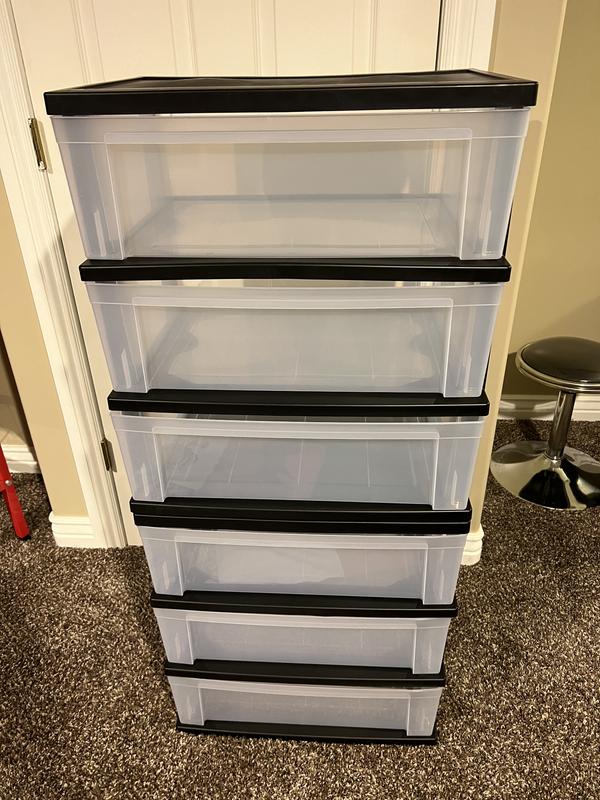 IRIS 2-Pack 3-Drawers Black/Clear Stackable Plastic Storage Drawer 23 ...