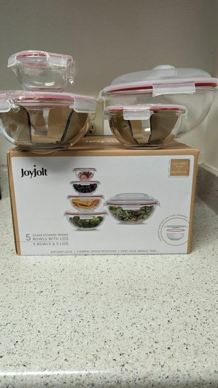 JoyJolt Joyful 4 Piece Glass Mixing Bowls with Lids Set - Macy's