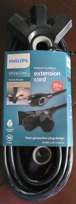Jasco Philips Indoor or Outdoor 15 ft. L Black Extension Cord 16/3 in ...