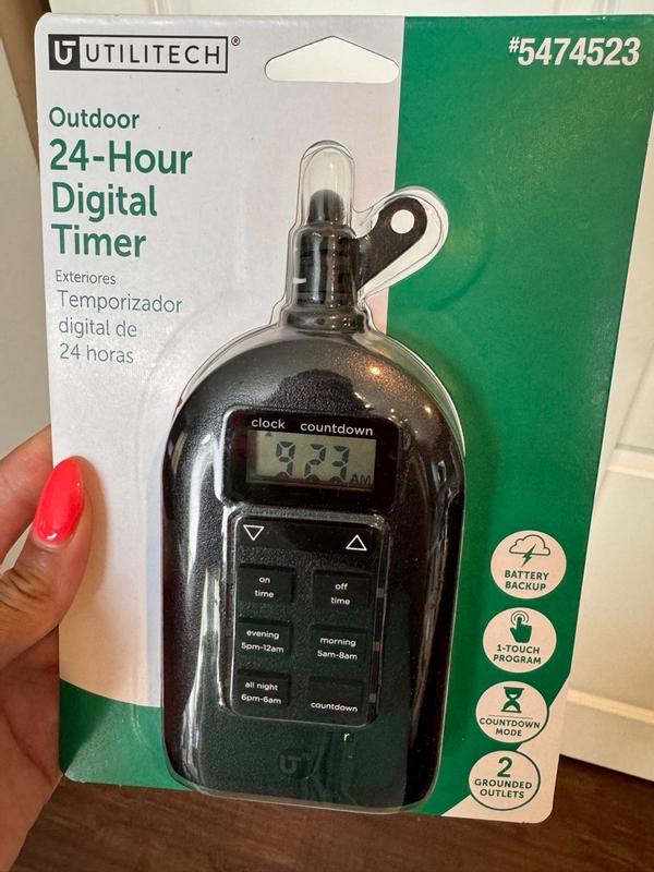 Utilitech 15 -Amps 120-volt Outdoor 2 -Outlet Programmable Countdown ...