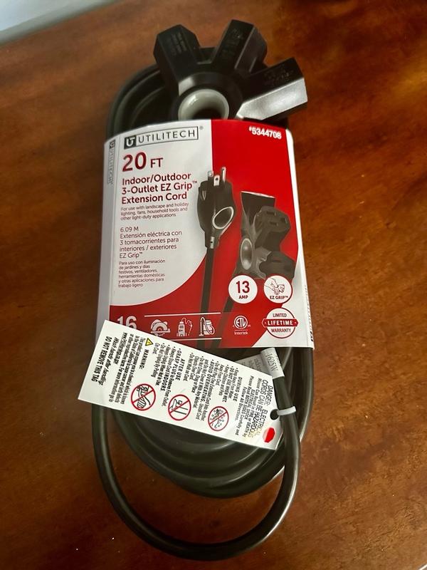 Utilitech 50-ft 16 / 2 Heavy Duty 3 Prong Black Indoor/Outdoor ...