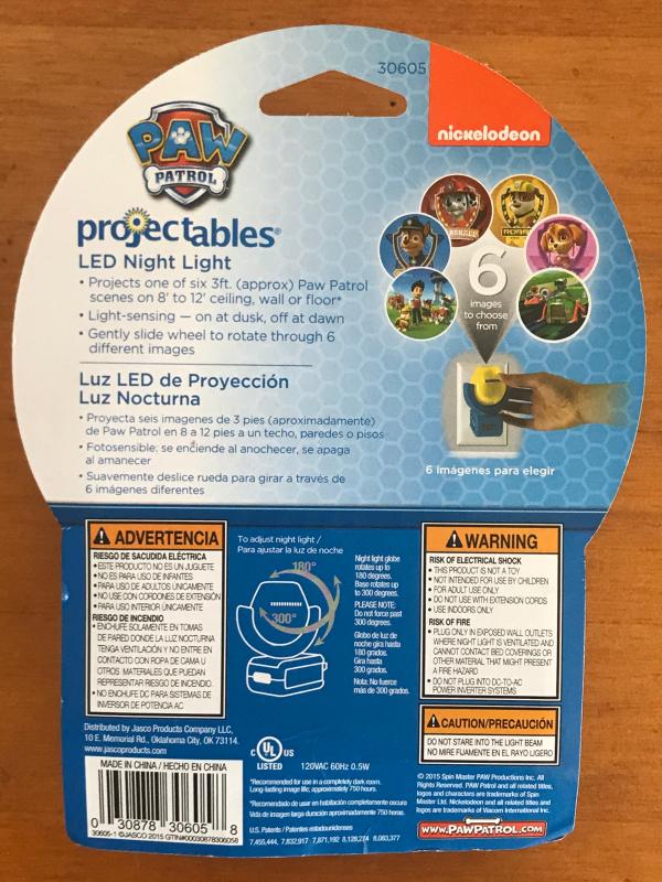 Nickelodeon PAW Patrol Blue LED Auto On/Off Night Light in the Night ...