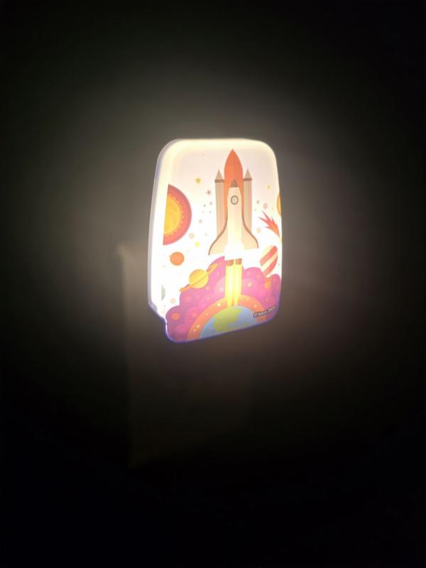 Enbrighten Rocket Ship Blue/Multicolor LED Auto On/Off Night Light in ...