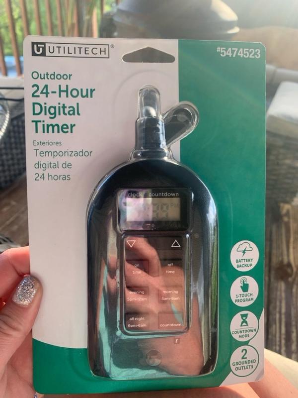 Utilitech 15 -Amps 120-volt Outdoor 2 -Outlet Programmable Countdown ...