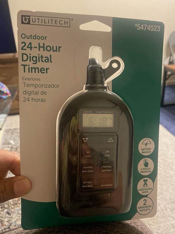 Utilitech 15 -Amps 120-volt Outdoor 2 -Outlet Programmable Countdown ...