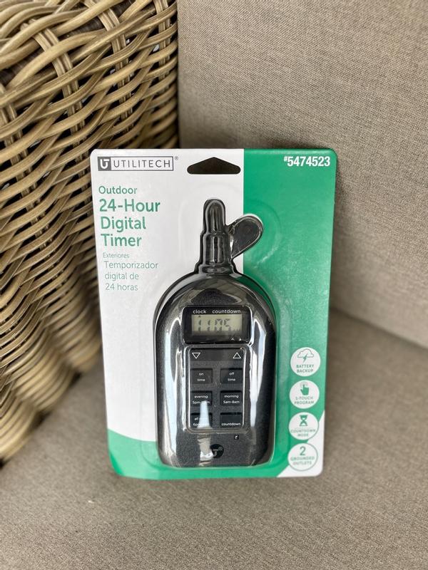 Utilitech 15 -Amps 120-volt Outdoor 2 -Outlet Programmable Countdown ...