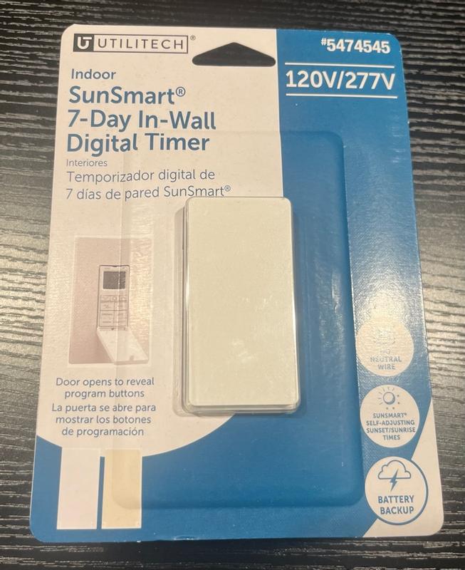 Utilitech 15 -Amps 120-volt Indoor Programmable Digital Lighting Timer ...