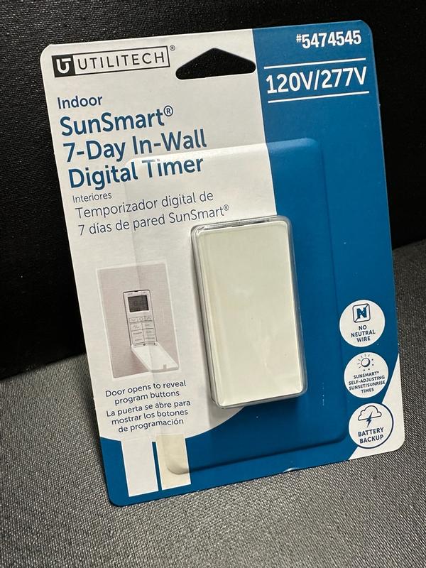 Utilitech 15 -Amps 120-volt Indoor Programmable Digital Lighting Timer ...