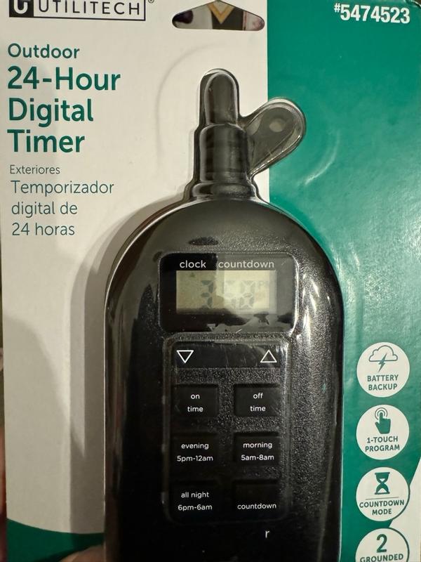 Utilitech 15 -Amps 120-volt Outdoor 2 -Outlet Programmable Countdown ...