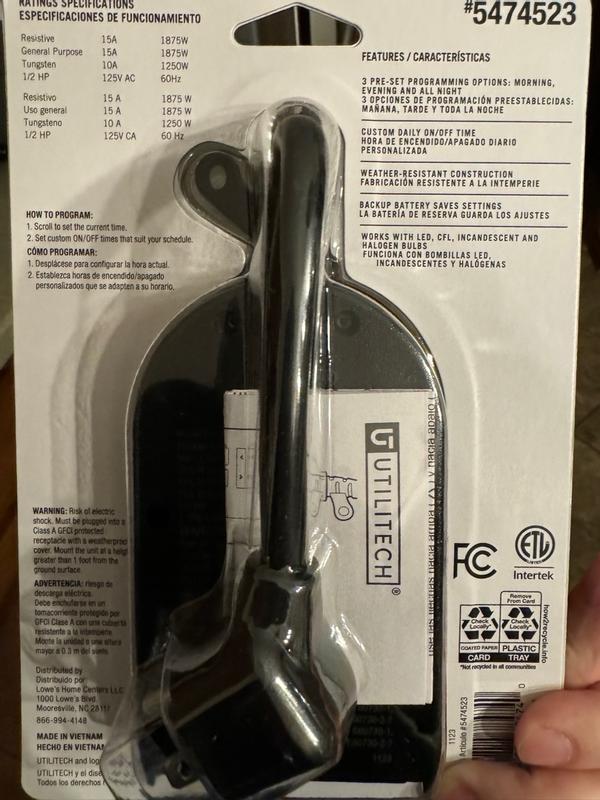 Utilitech 15 -Amps 120-volt Outdoor 2 -Outlet Programmable Countdown ...