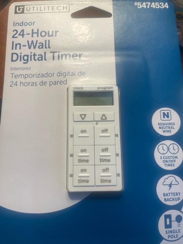 Utilitech 15 -Amps 120-volt Indoor Programmable Digital Lighting Timer ...