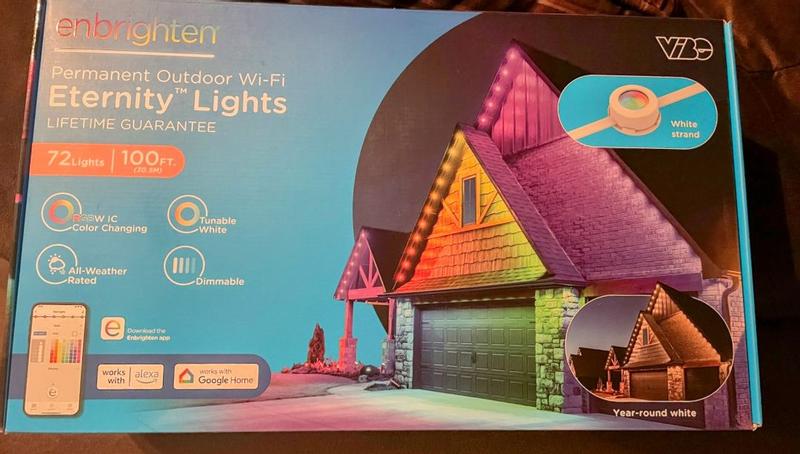 Enbrighten 100-ft Plug-in Black Outdoor String Light with 72 Color ...