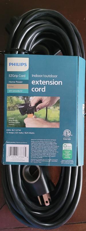 Jasco Philips Indoor or Outdoor 15 ft. L Black Extension Cord 16/3 in ...