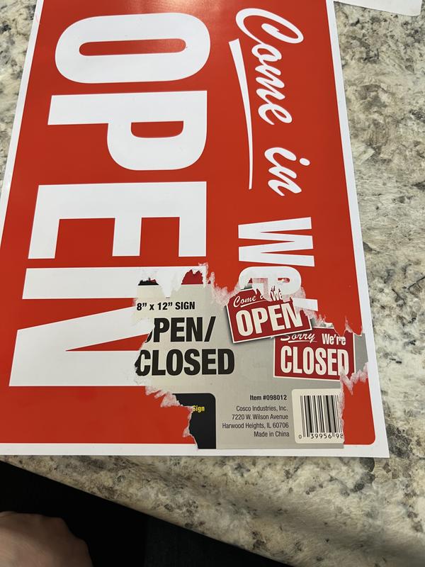 Cosco OpenClosed 2 Sided Sign 8 x 12 Red - Office Depot
