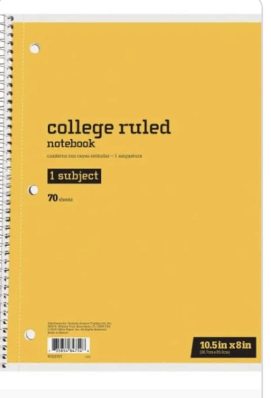 Just Basics Spiral Notebook 8 x 10 12 1 Subject College Ruled 70 Sheets ...