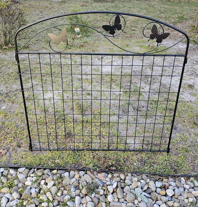 YARDLINK 3-ft H x 3-ft W Black Galvanized steel No Dig Decorative Fence ...