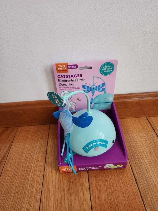 Catstages Blue 2-in-1 Electronic Flutter Dome Interactive Cat Toy and ...