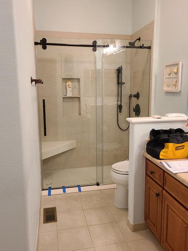 DreamLine Enigma-XO Tuxedo 56-in to 60-in W x 76-in H Frameless Sliding ...