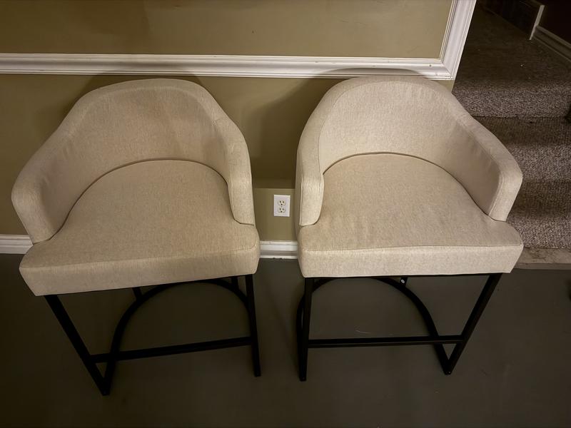LUE BONA Set of 2 Beige 27-in H Counter height Upholstered Metal Bar ...