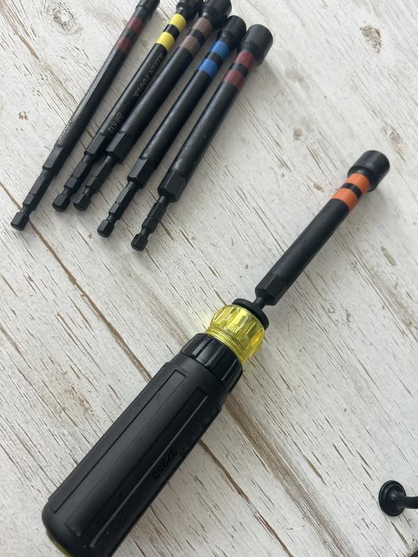Klein Tools Hollow Magnetic Color-Coded Ratcheting Power Nut Drivers, 6 ...