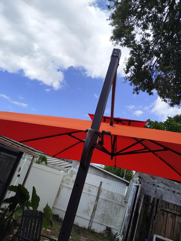 VOUA 11-ft Iron Navy Crank Garden Patio Umbrella in the Patio Umbrellas ...
