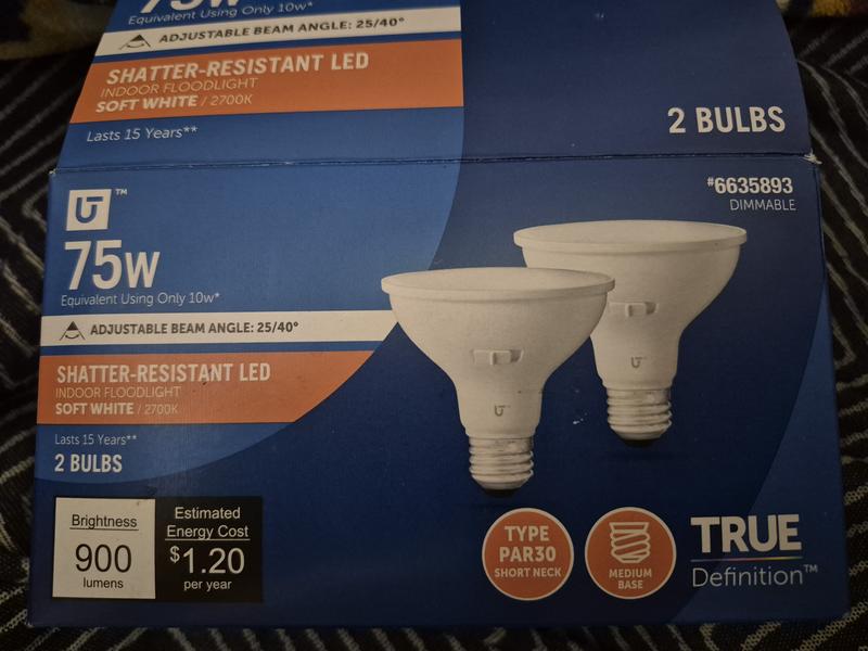 Utilitech Led light bulb 75 -Watt EQ PAR30 Short Neck Daylight Medium ...