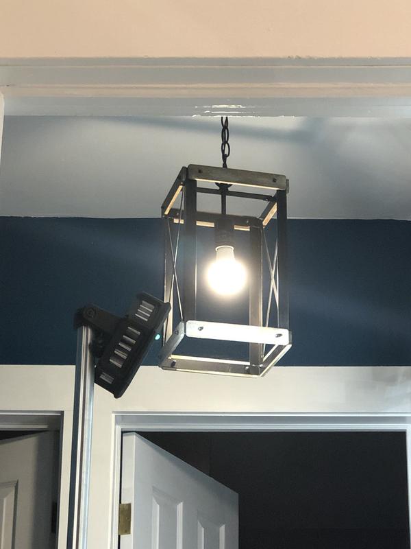 LNC Laius 1-light Solid Pine Wood and Matte Black Farmhouse Lantern LED ...